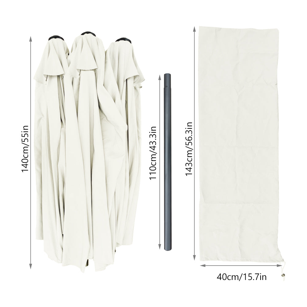 VOUNOT Double Garden Parasol with Hand Crank with Cover, 4.6m Beige ...