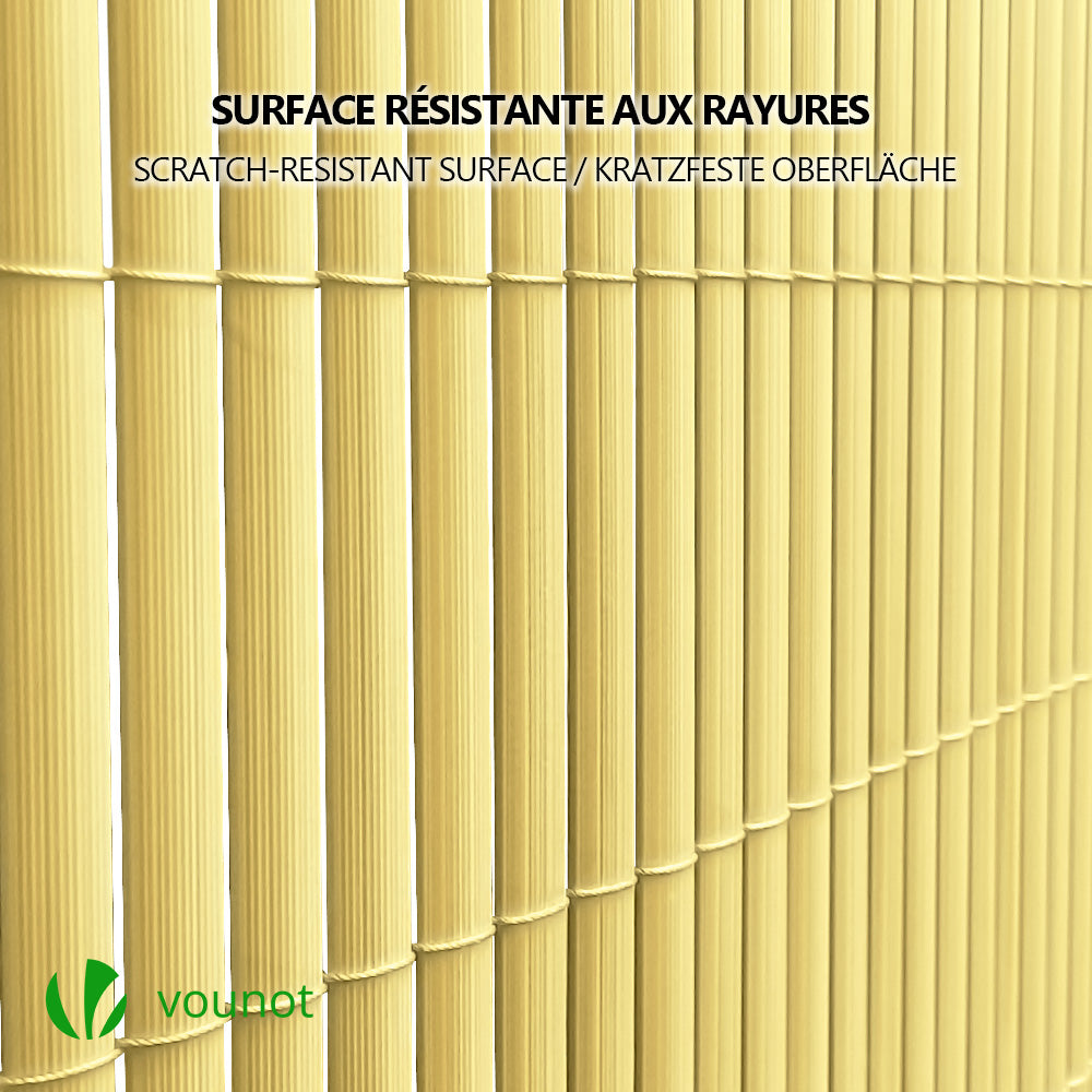 VOUNOT PVC Privacy Screening Fence 80 x 300 cm Reinforced Struts Bamboo ...