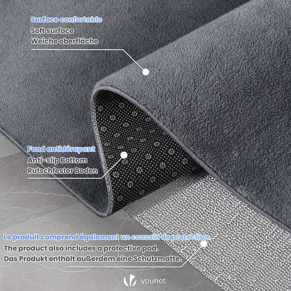 VOUNOT Living Room Rug Ultra Soft Shaggy Area Rug Modern Carpet ...