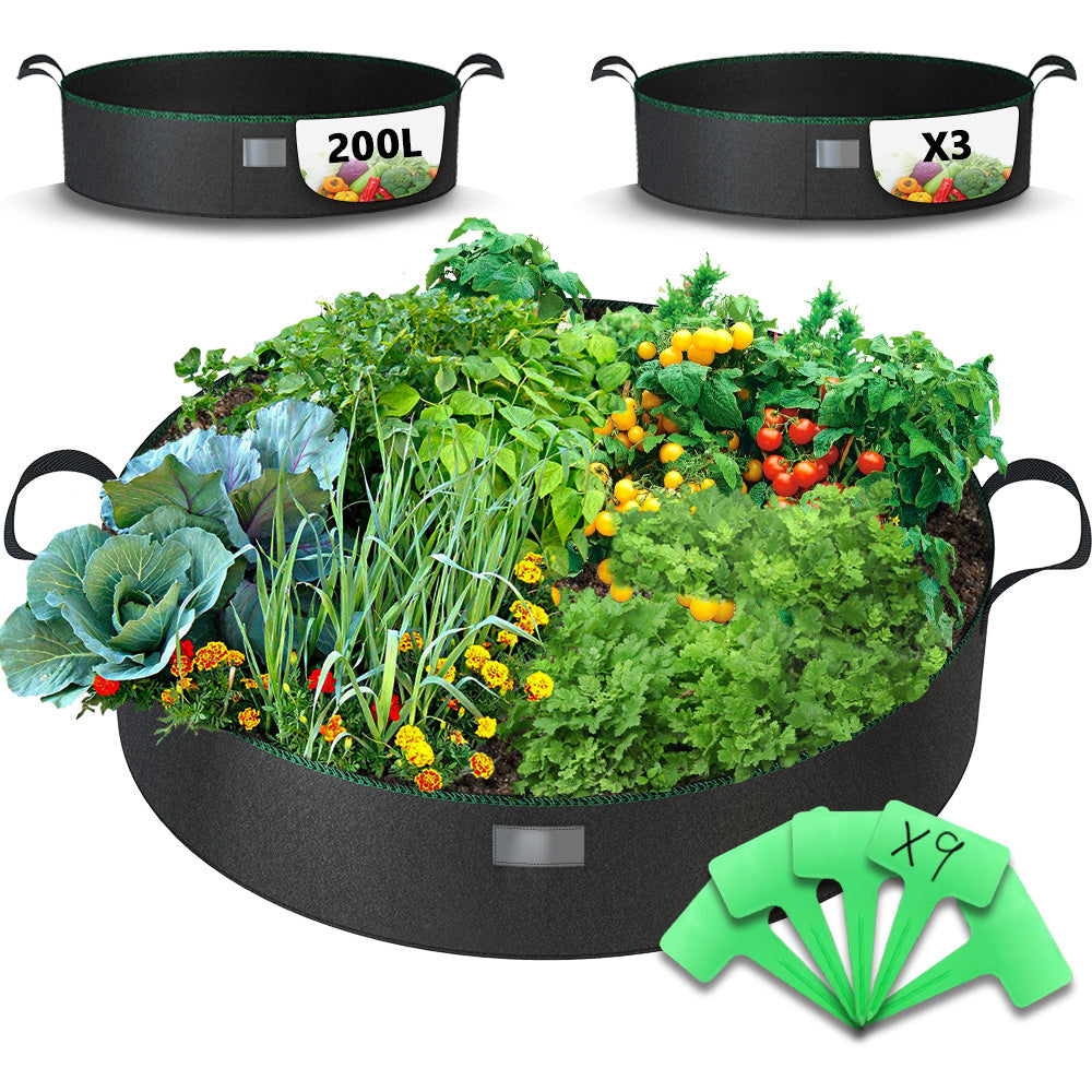 VOUNOT 3 Pack Plant Grow Bags 200L, Vegetable Growing Containers with