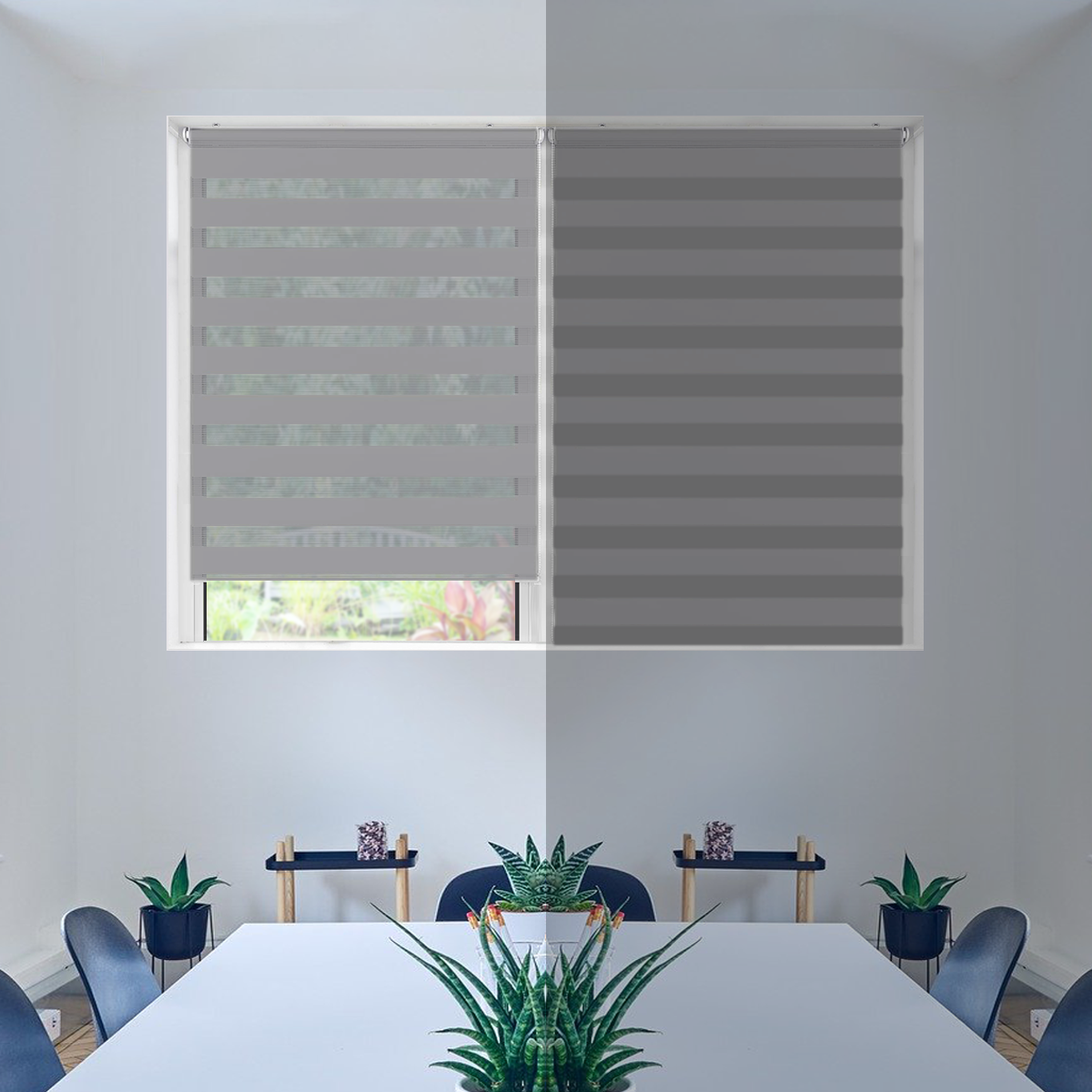 VOUNOT Set of 2 Zebra Roller Blind Double Fabric, Day and Night ...