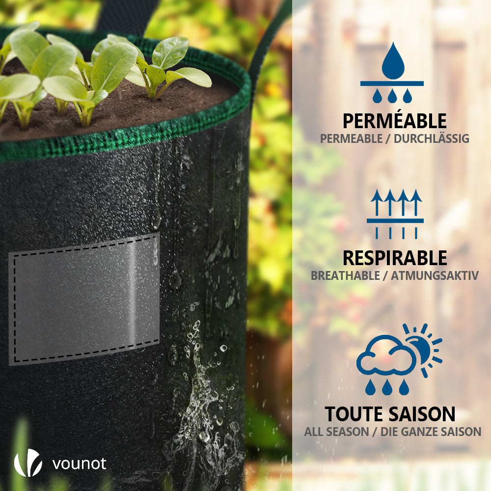 VOUNOT 3 Pack Plant Grow Bags 200L, Vegetable Growing Containers with