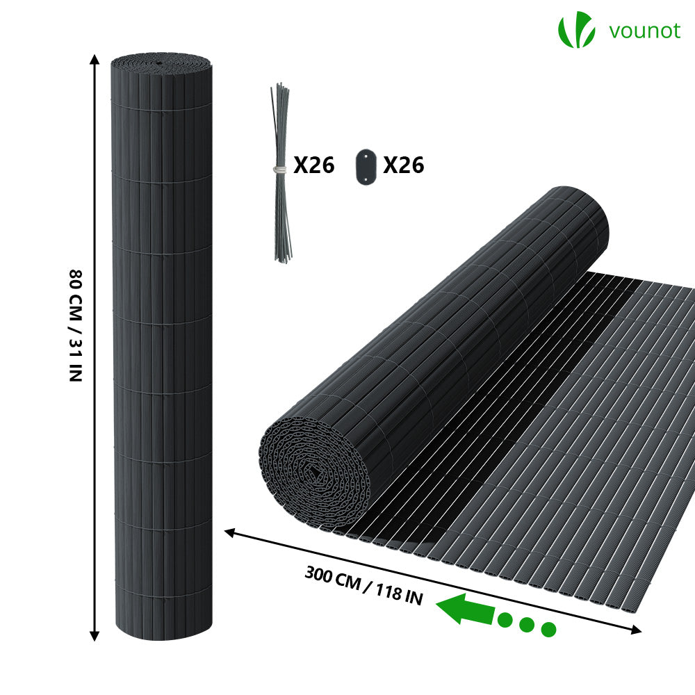 VOUNOT PVC Privacy Screening Fence 80 x 300 cm, Double Reinforced ...