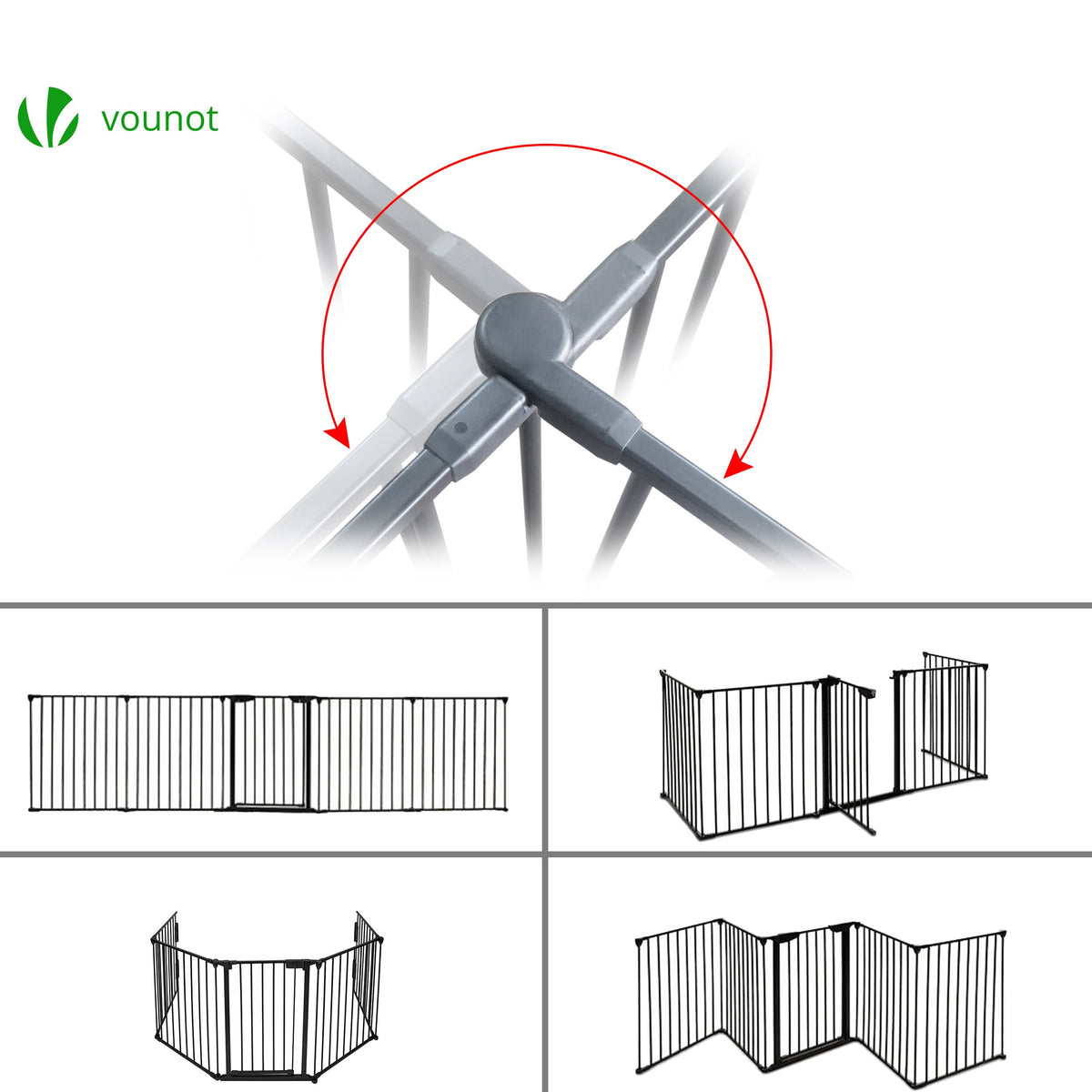 VOUNOT 5 Panel Metal Fire Guard, Hearth Gate, Fire Gate, Fireplace Pet ...